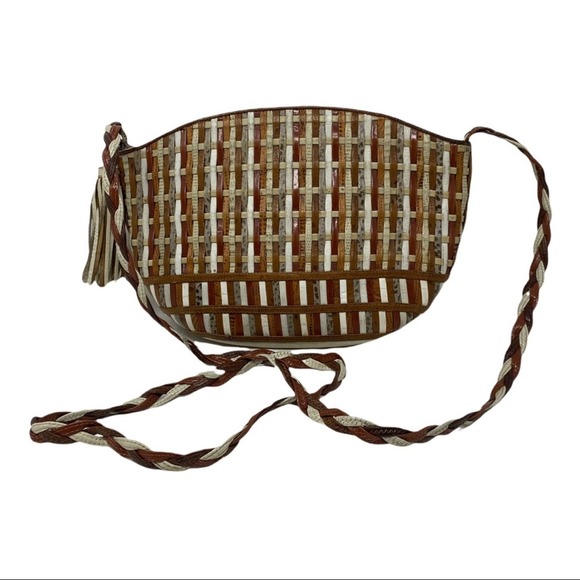 Sharif | Bags | Vintage Sharif Metallic Woven Leather Crossbody With ...